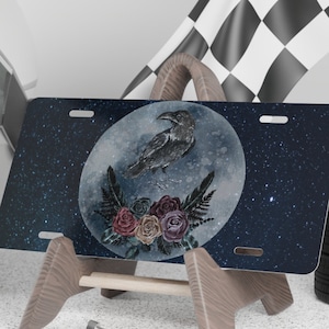Full Moon Crow License Plate: Floral Starry Sky Car Tag - Etsy