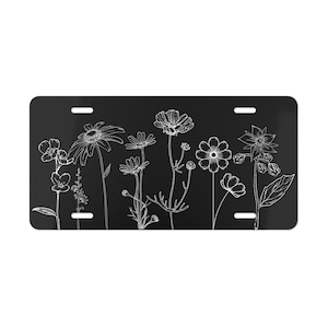 Hand Drawn Wildflowers License Plate: Floral Car Tag - Etsy