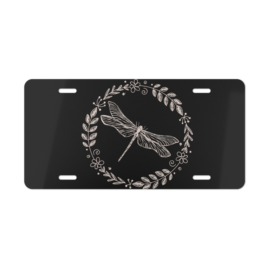 Cottagecore Dragonfly License Plate | Vintage Botanical Car Tag | Cute ...