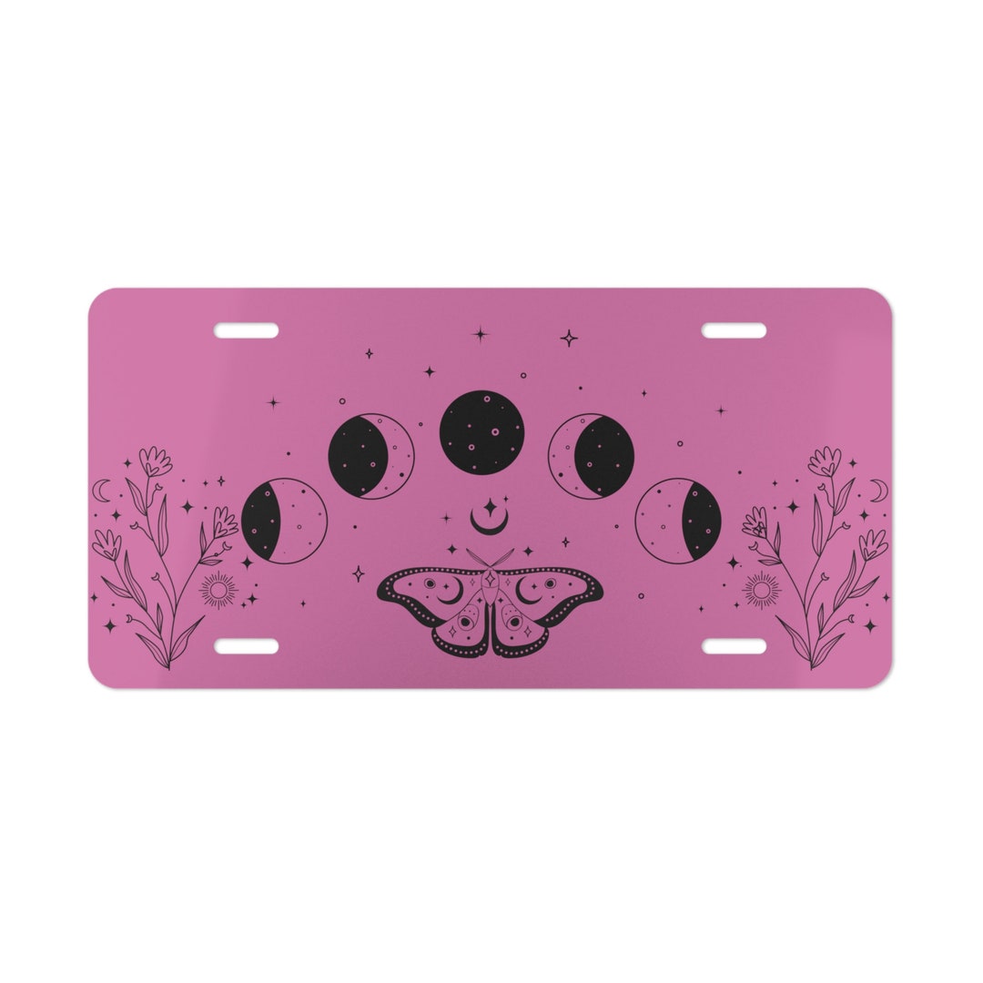 Moon Phases Car Tag | Mystic Moth License Plate | Gothic Gift for Her ...