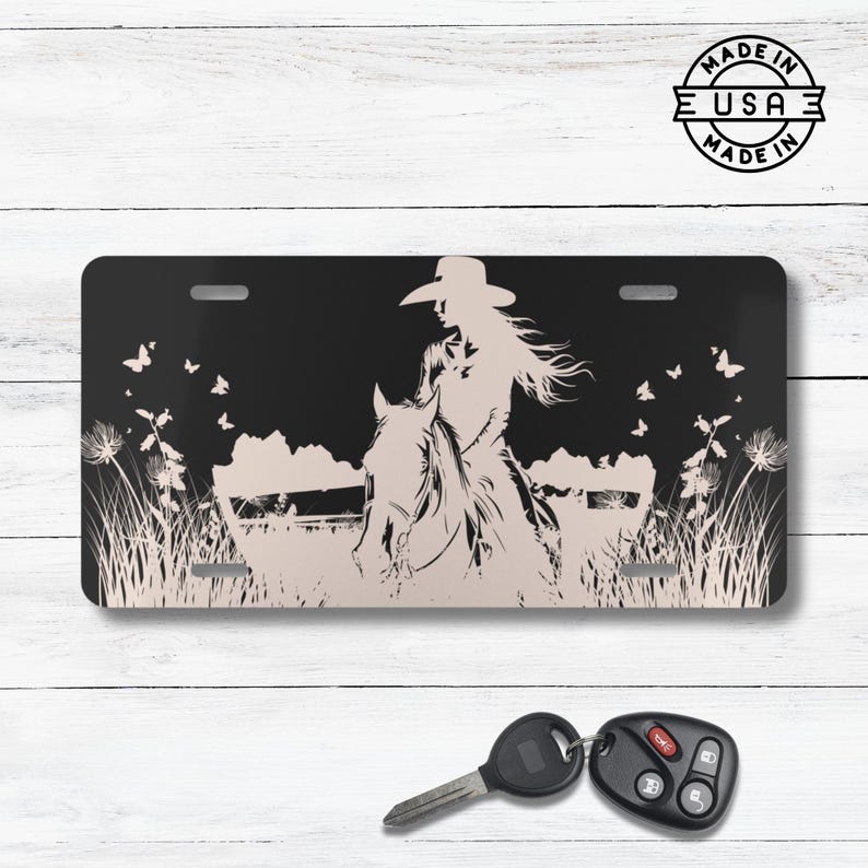 Cowgirl Horse License Plate: Vintage Rodeo Car Tag - Etsy
