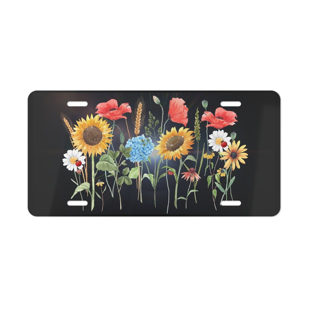 Watercolor Flowers Car Tag: Floral Art License Plate - Etsy
