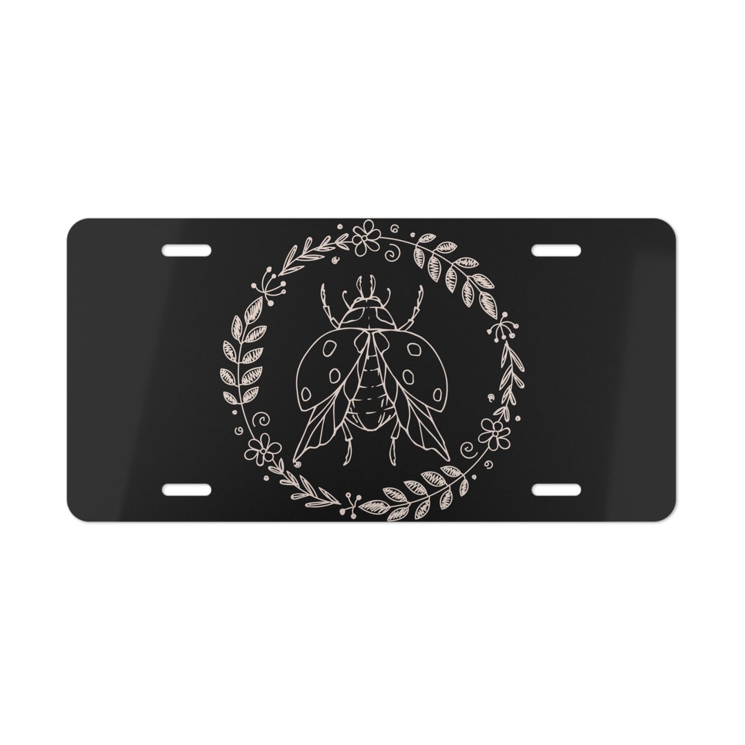 Cottagecore Ladybug License Plate Vintage Botanical Car Tag Cute Gift ...