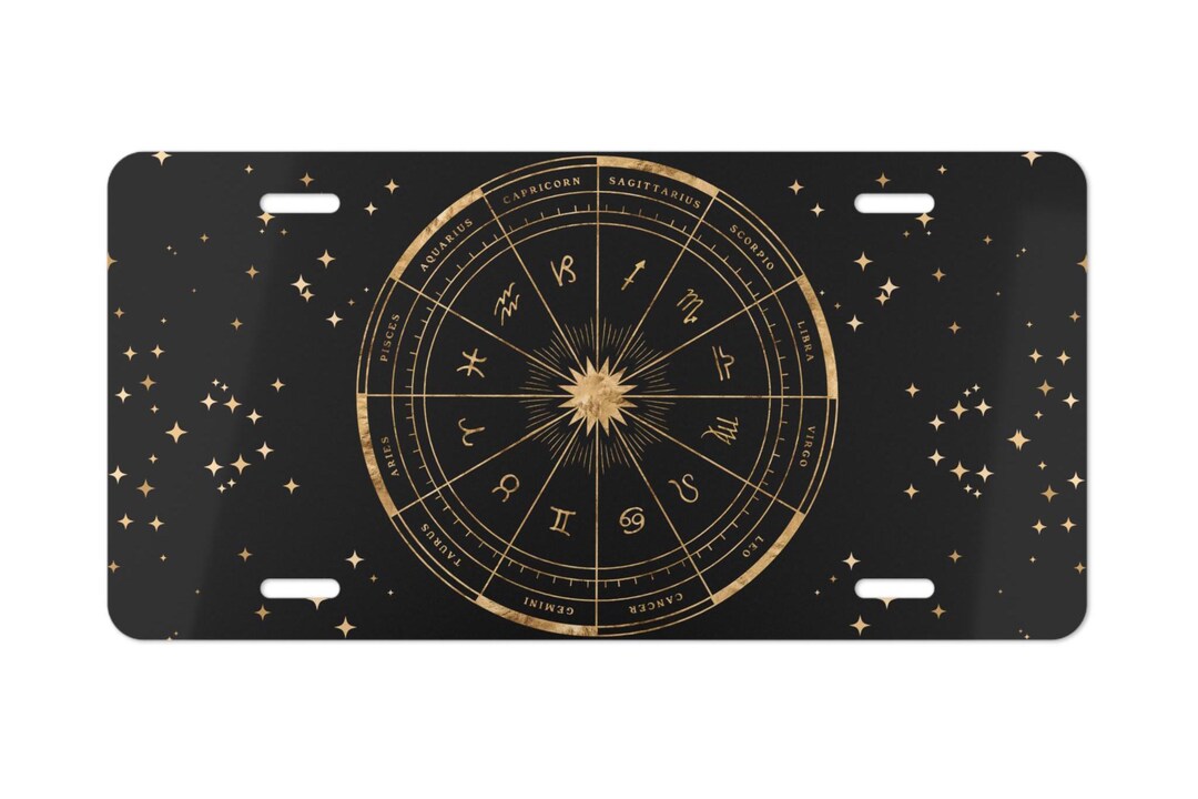 Vanity Plate, Zodiac Wheel Design - Car Accessory, Astrology Gift ...