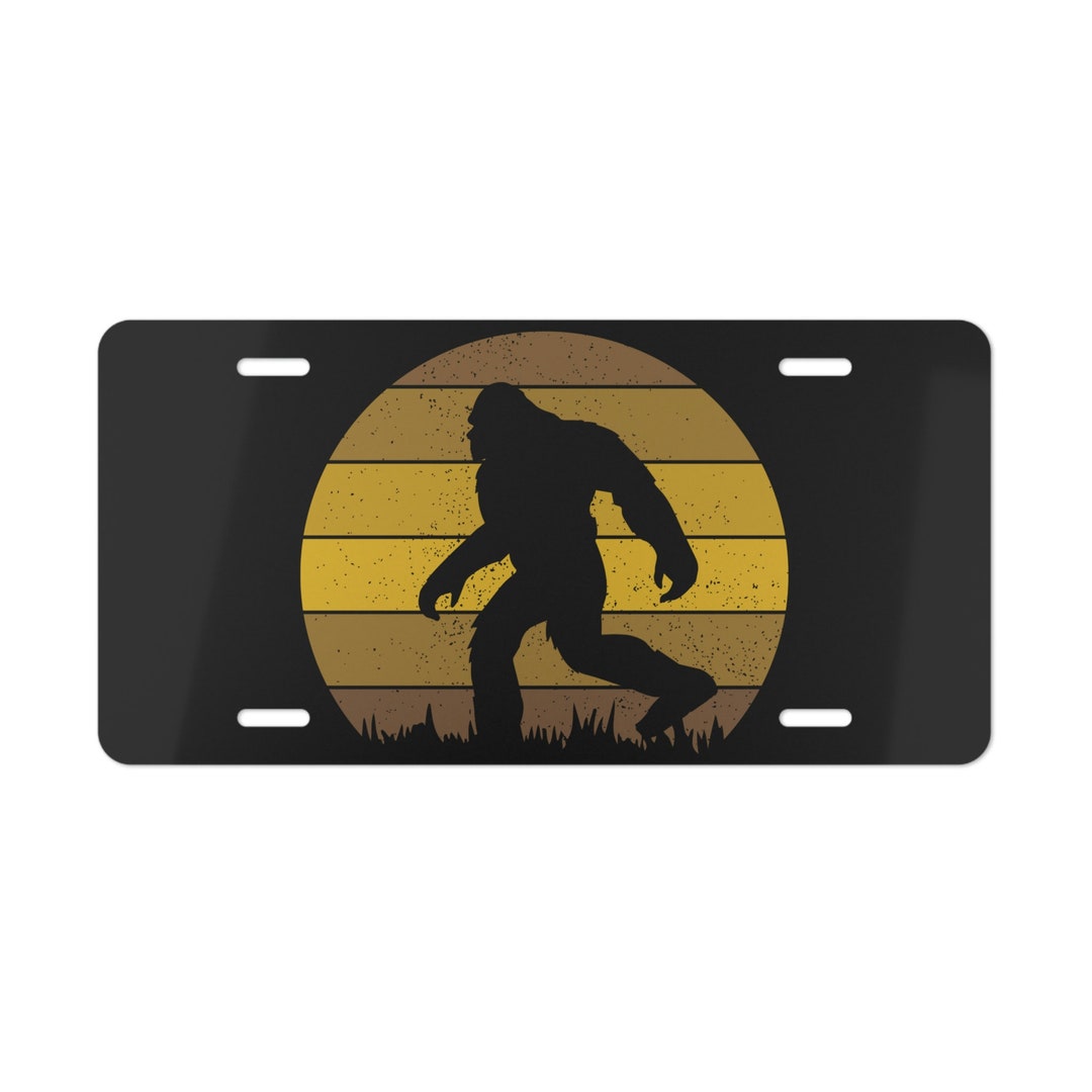 Retro Bigfoot License Plate | Custom Sasquatch Vanity Car Tag | Gift ...