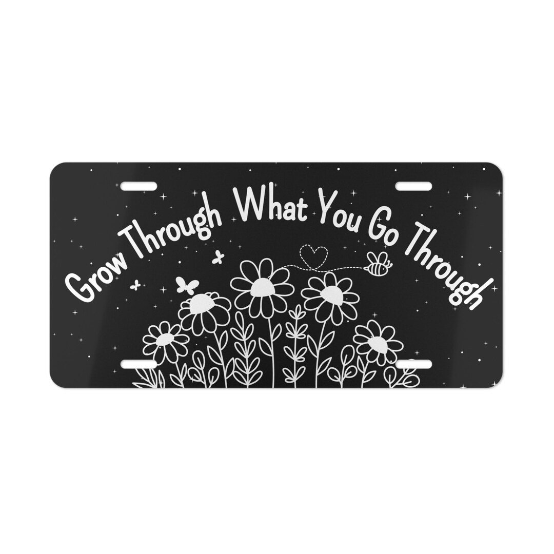Floral Inspirational Quote License Plate: Hand-drawn Car Tag - Etsy