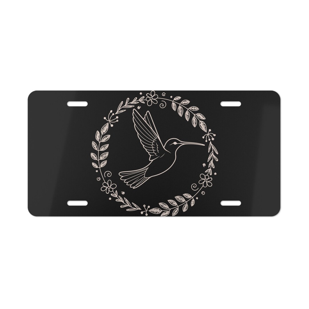 Cottagecore Hummingbird License Plate | Vintage Botanical Car Tag ...