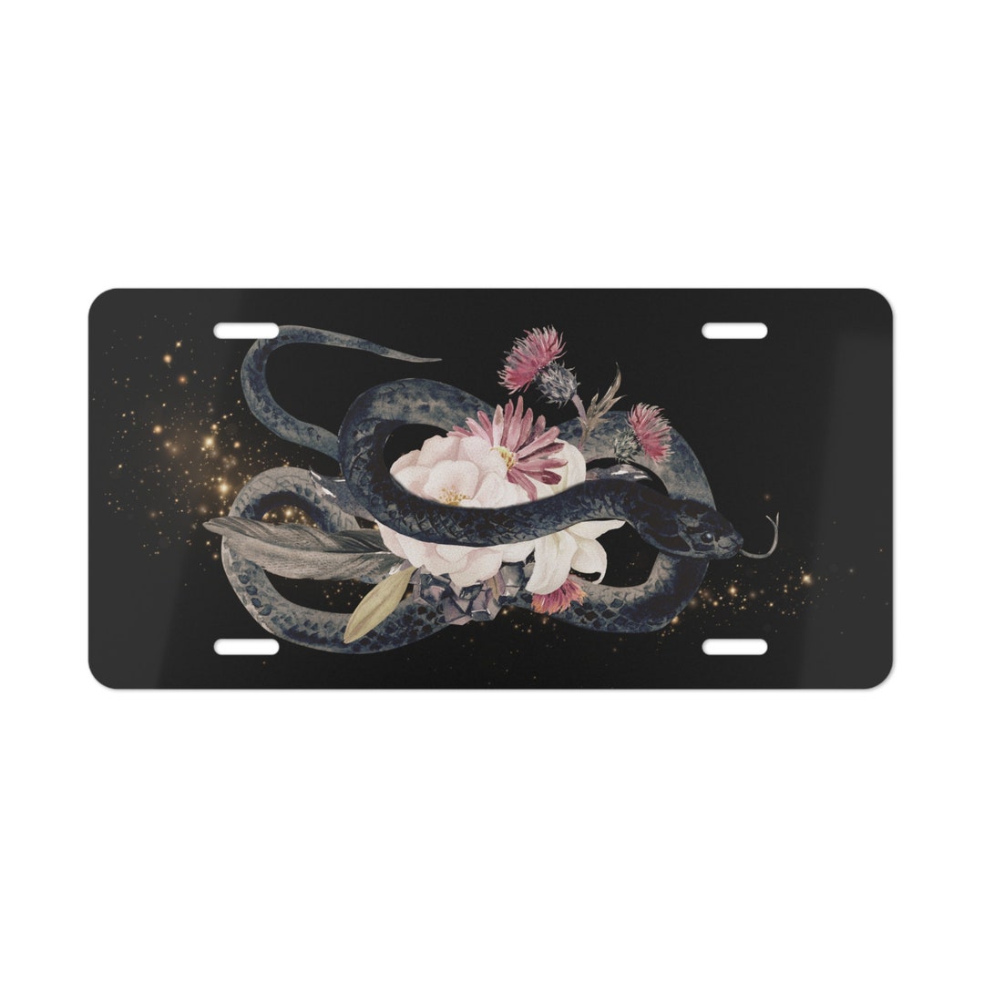 Snake and Flowers License Plate, Cottagecore Vanity Car Tag, Gift for ...