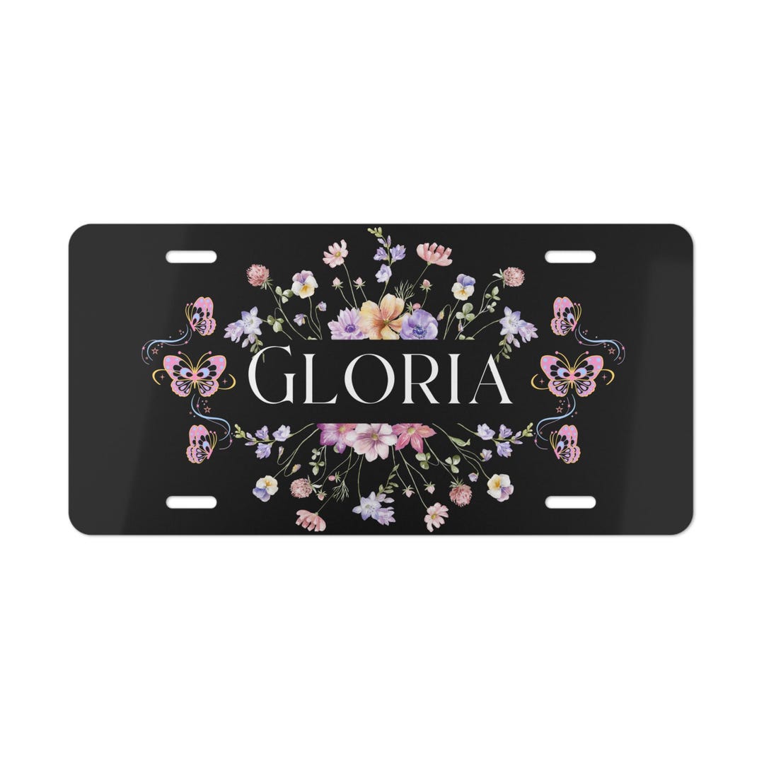 Personalized Floral Vanity Plate, Customized License Plate, Gift for ...