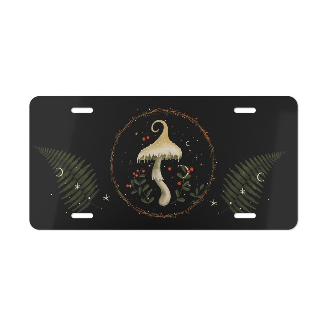 Dark Academia Car Tag | Mushroom Botanical License Plate | Gift for New ...