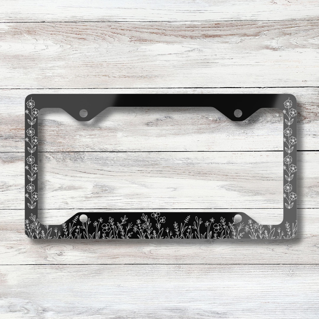 Wildflower License Plate Frame: Hand-drawn Floral Car Decor - Etsy