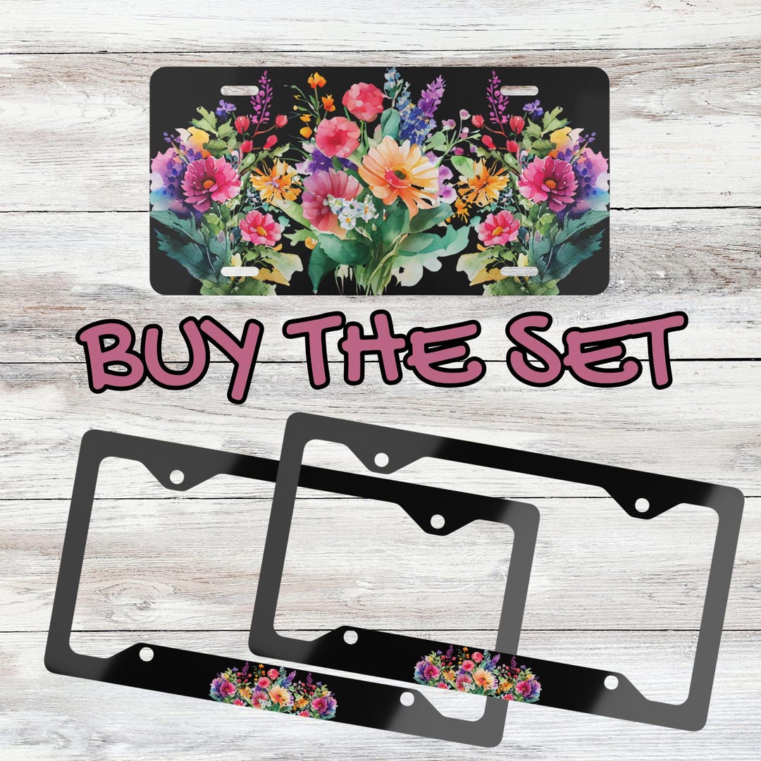 Painted Flowers Car Tag Set | Floral Car Decor - Etsy