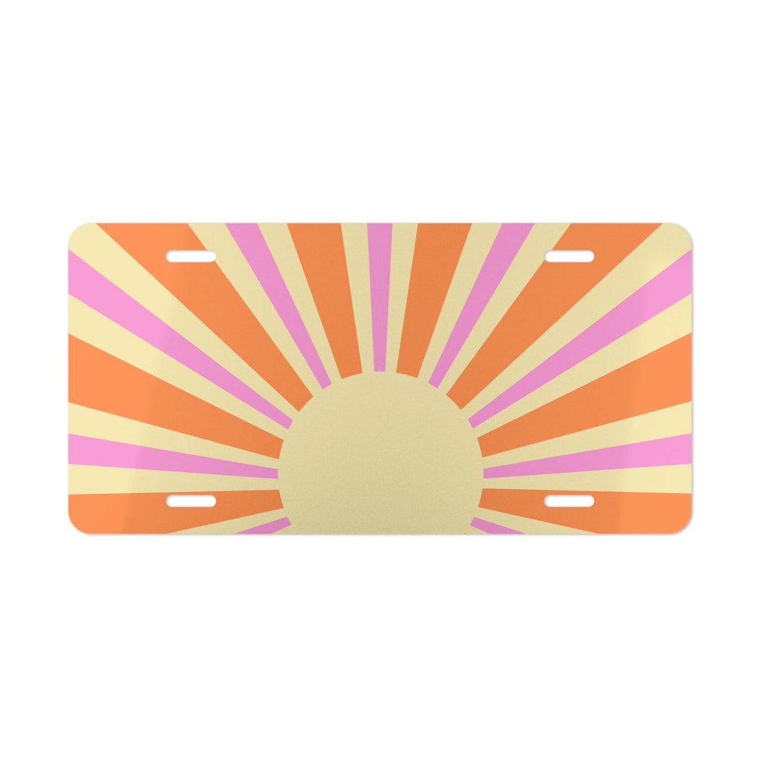Retro Sun Car Tag | 70s Vintage Vibes License Plate | Hippie Woodstock ...