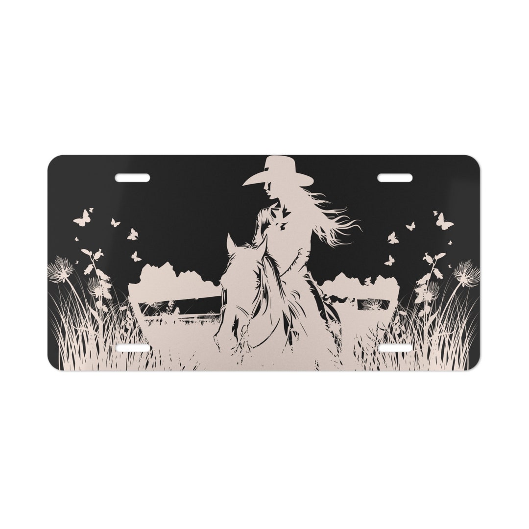 Cowgirl Horse License Plate: Vintage Rodeo Car Tag - Etsy