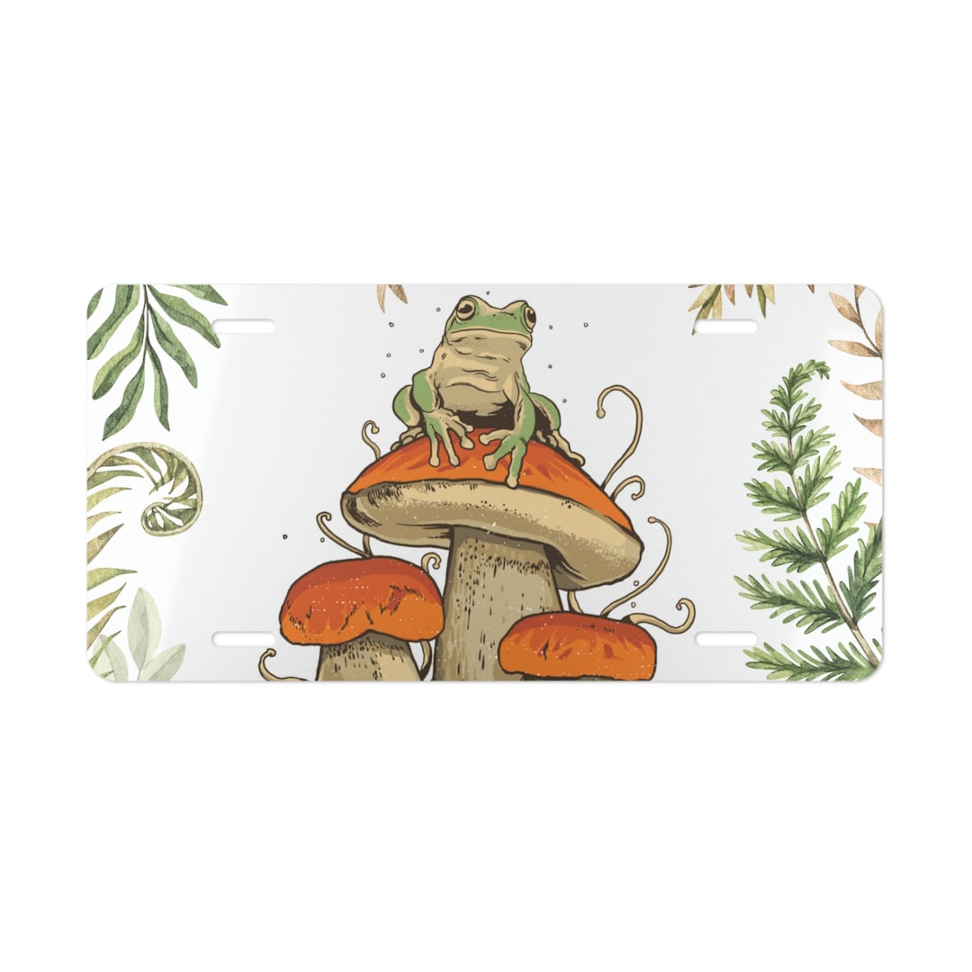 Toadstool Frog License Plate: Cottagecore Mushroom Car Tag - Etsy