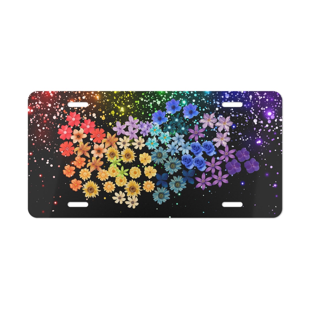 Colorful Pressed Flowers Car Tag: Floral Aluminum License Plate - Etsy