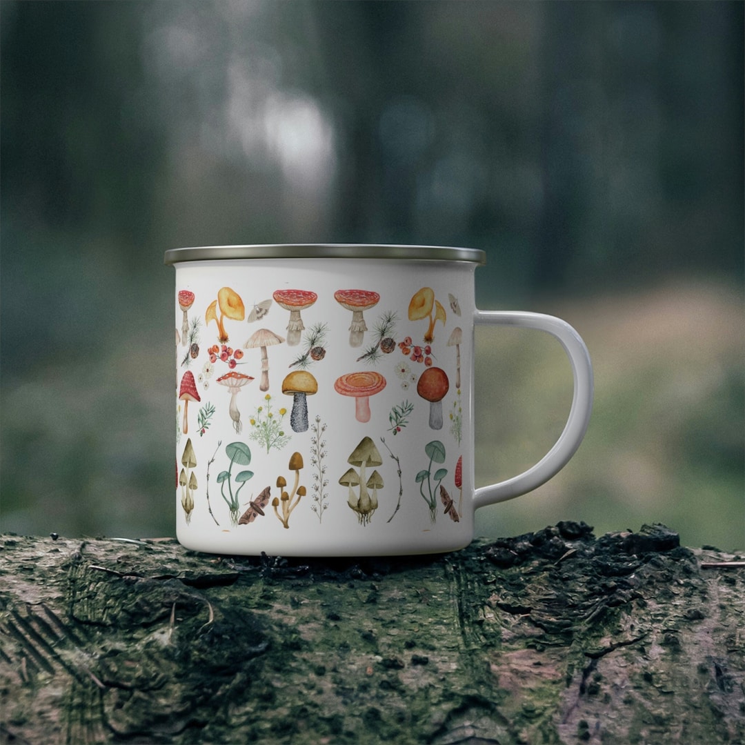 Botanical Cottagecore Mushroom Camping Mug Cute Moth Toadstool Witchy ...