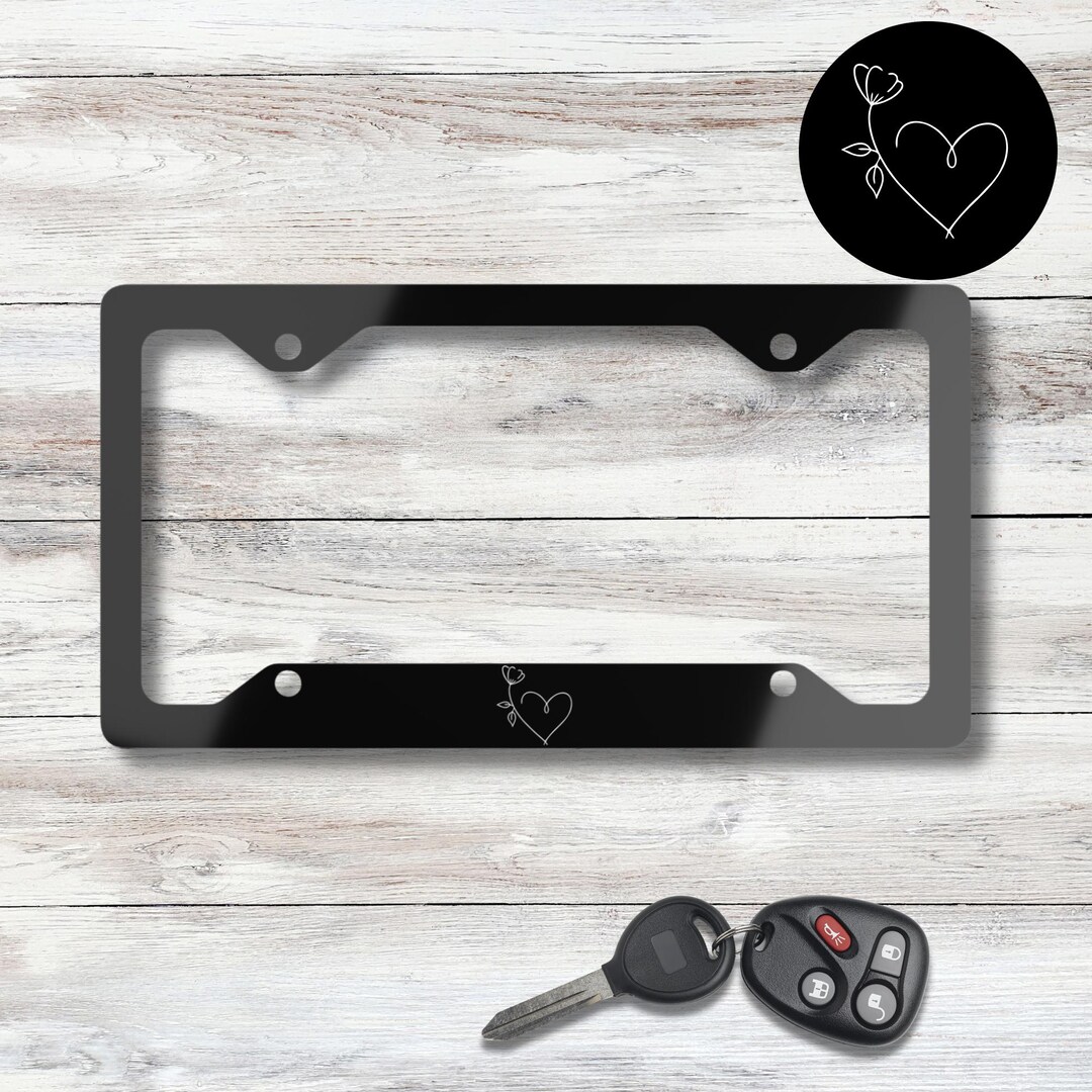 Floral Heart License Plate Frame: Minimalist Car Accessory - Etsy