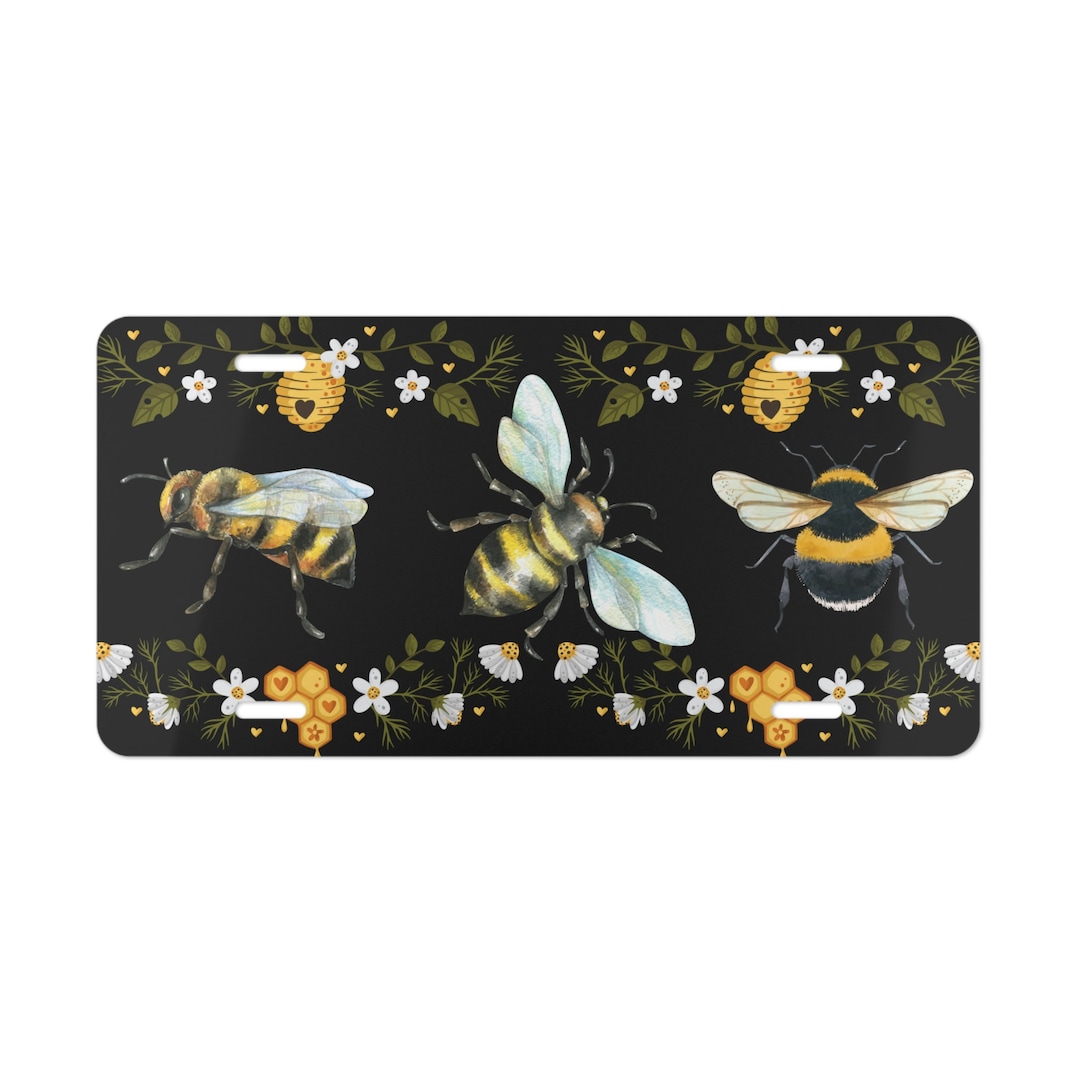 Bee and Flower Car Tag | Honeybees License Plate | Custom Colors ...
