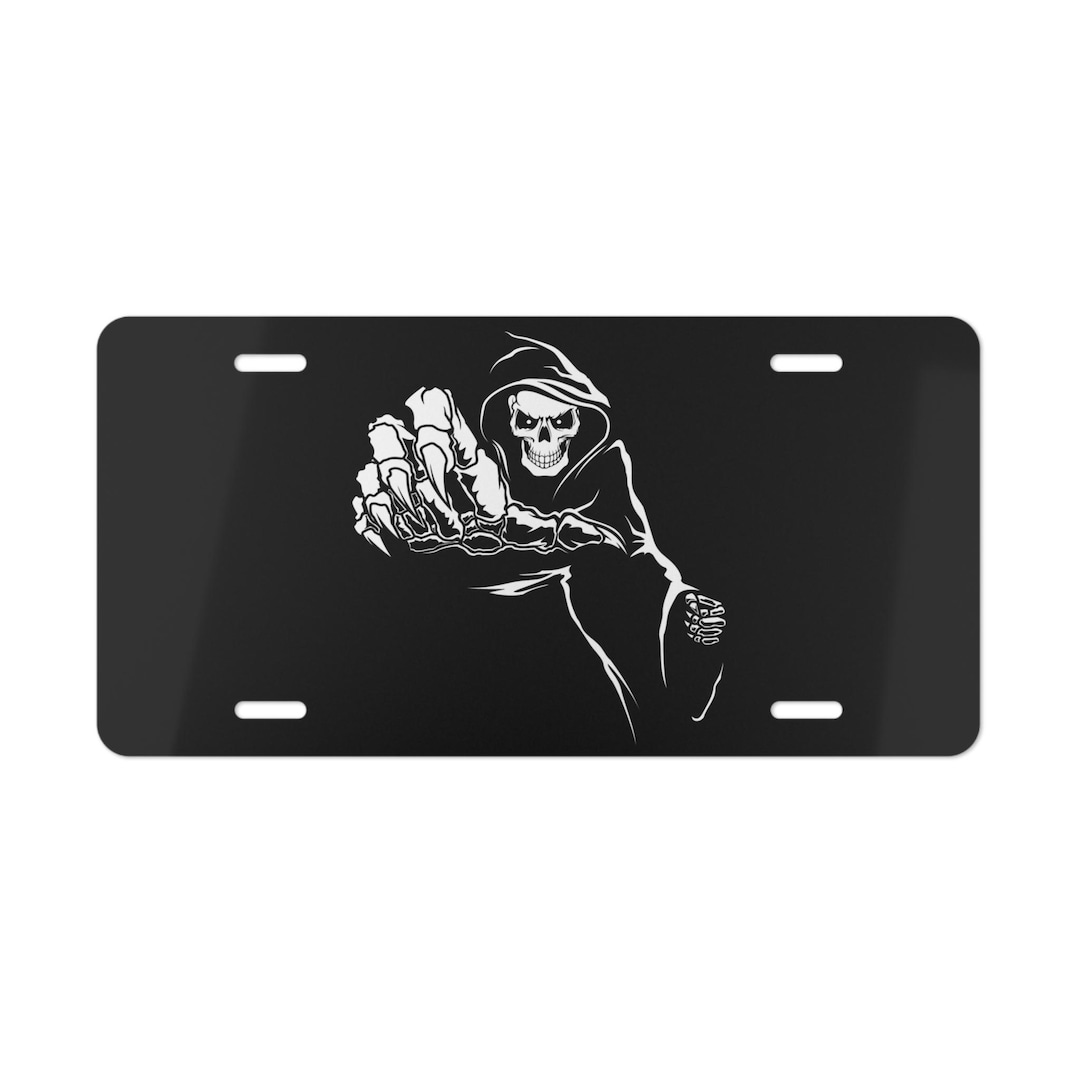Grim Reaper License Plate, Angel of Death Custom Vanity Car Tag, Gift ...