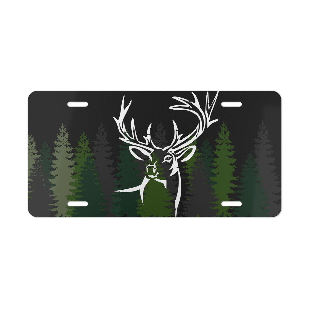Deer in Forest License Plate Wildlife Vanity Car Tag Deer Antlers Front ...