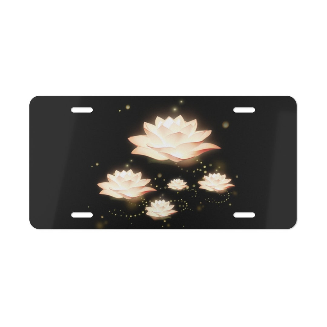 Spiritual Lotus Flower License Plate, Magick White Lotus Flower Custom ...