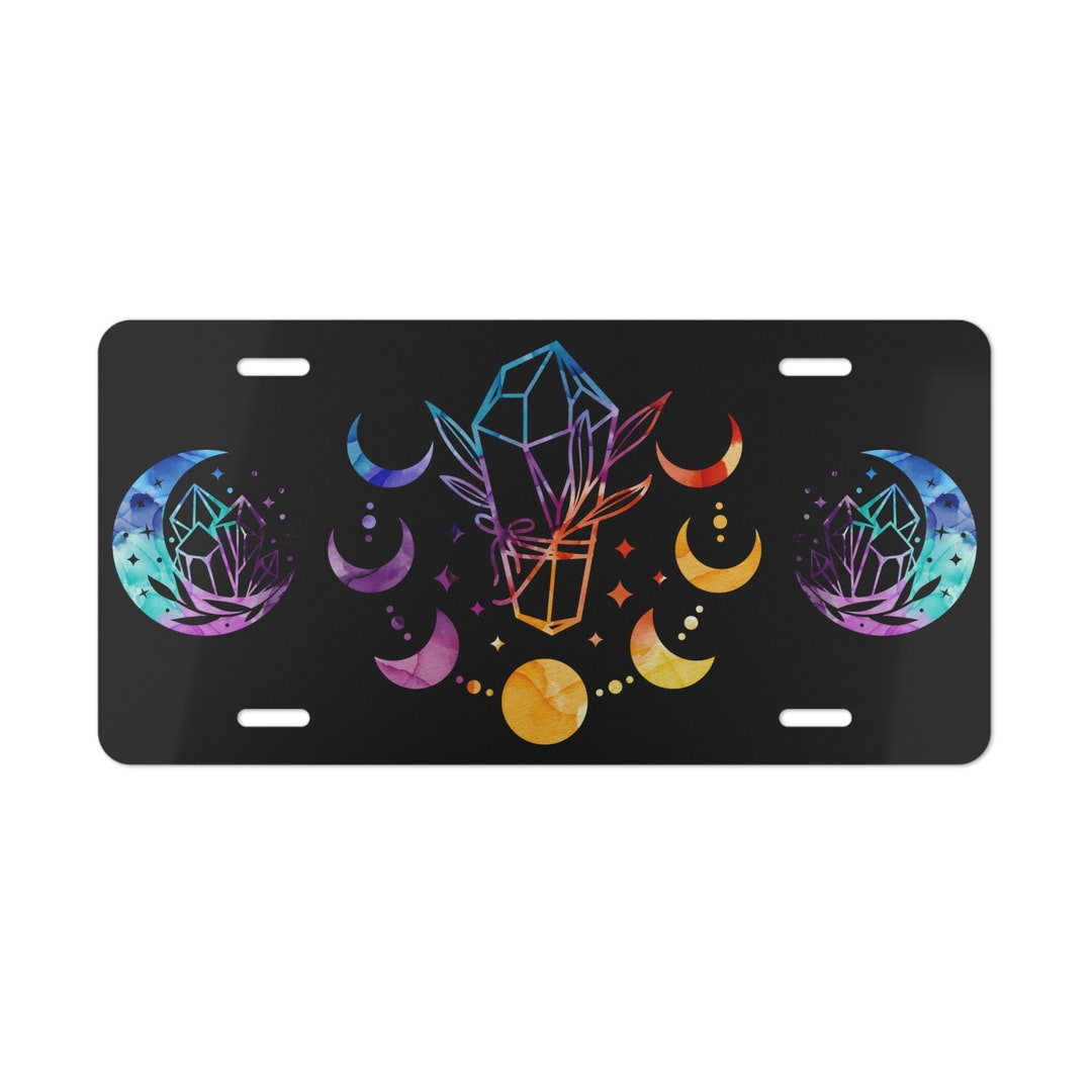 Moon Phases Vanity Car Tag Magick Healing Moon Crystals License Plate ...