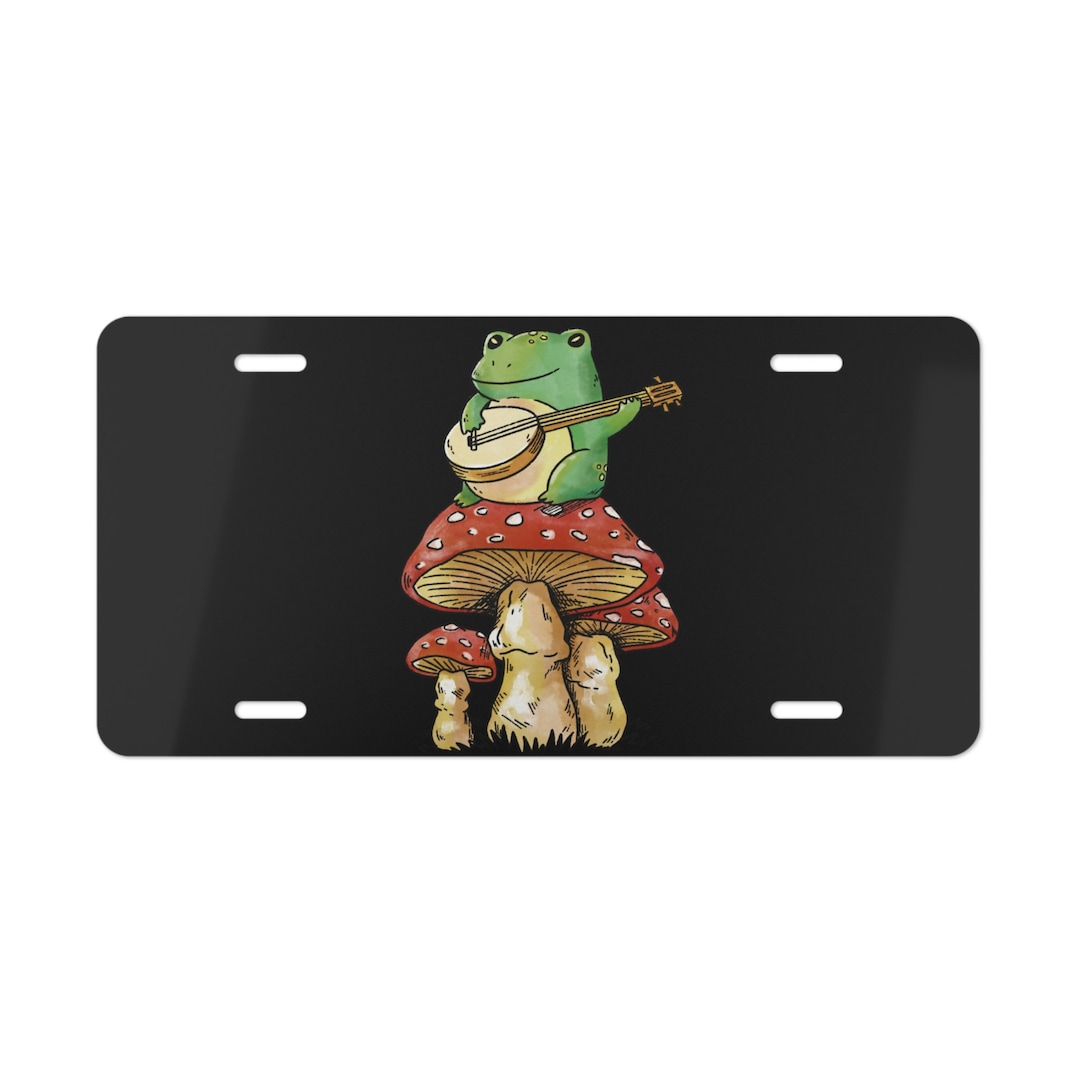 Toadstool Frog License Tag, Cottagecore Mushroom and Frog Vanity Car ...