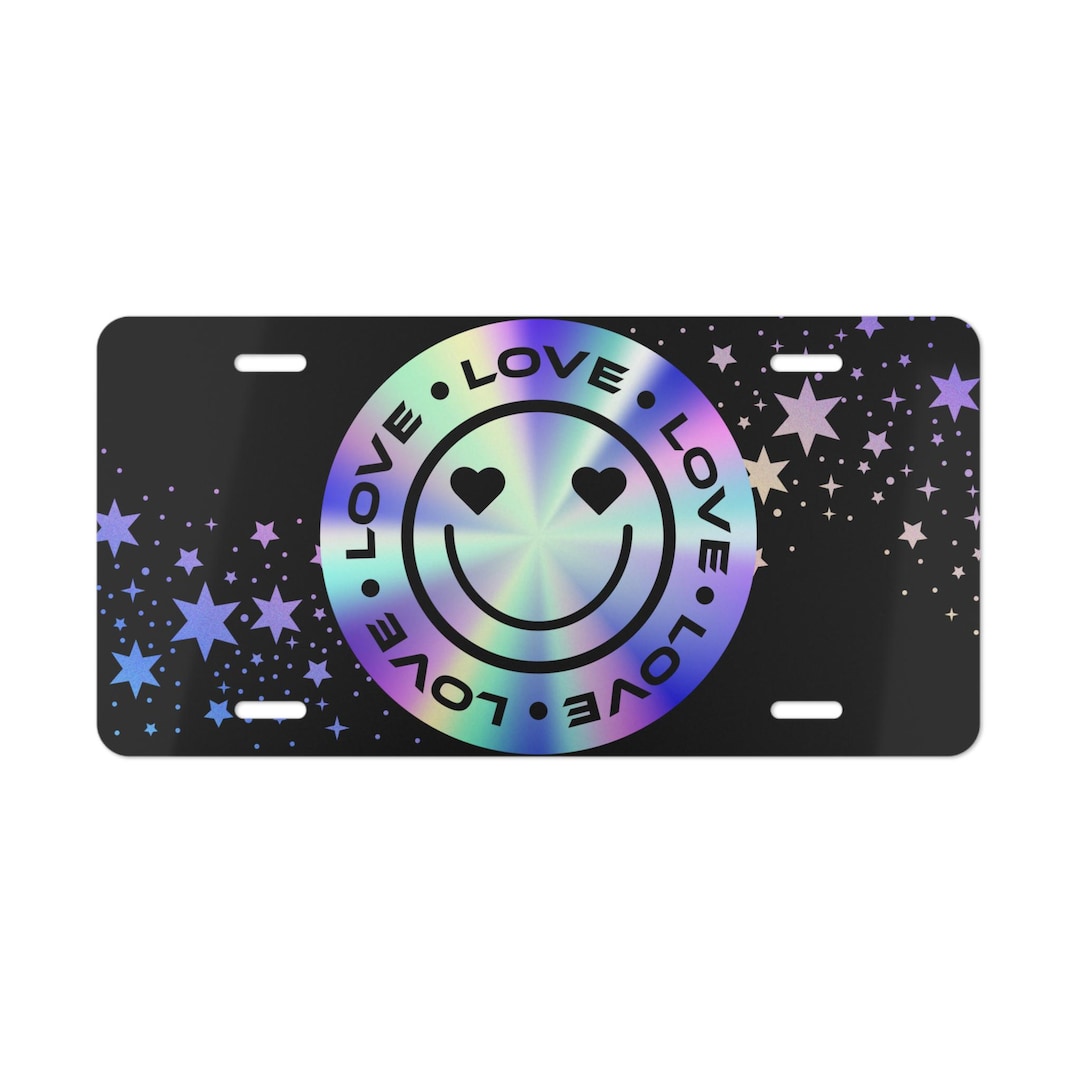 Holographic Smiley Face License Plate: Fun Car Decor - Etsy