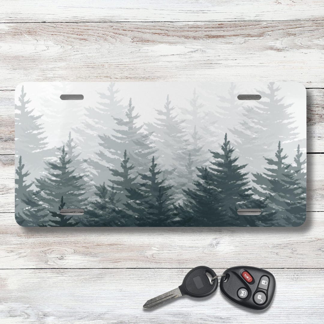 Pine Trees Car Tag: Forest License Plate, Nature Decor - Etsy