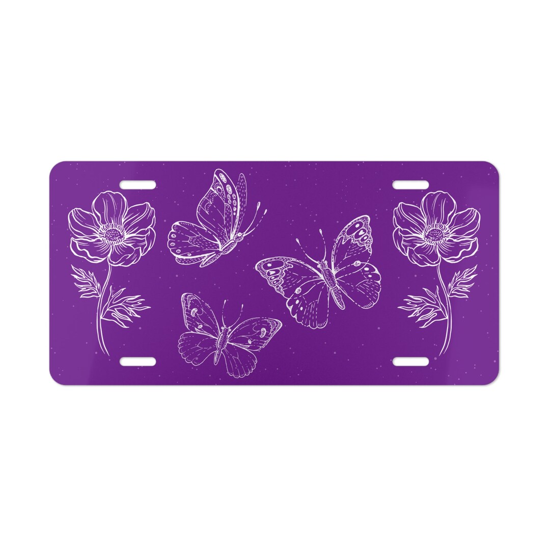 Flowers and Butterflies Car Tag | Botanical License Plate | Gift for ...