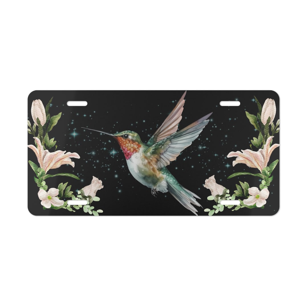 Magical Hummingbird License Plate Floral Hummingbird Car Tag Nature ...