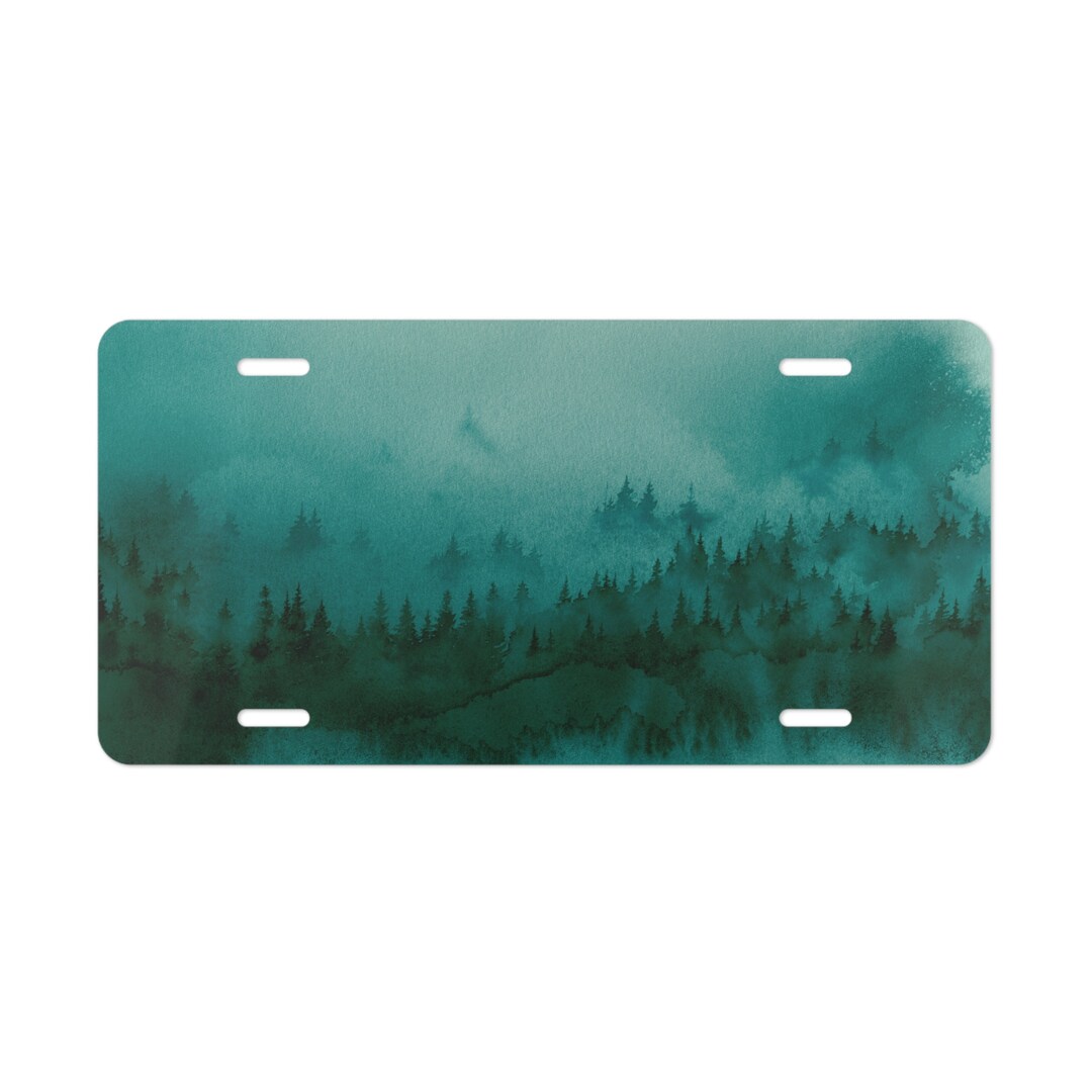 Misty Mountains Car Tag | Watercolor Art License Plate | Gift for Dad ...