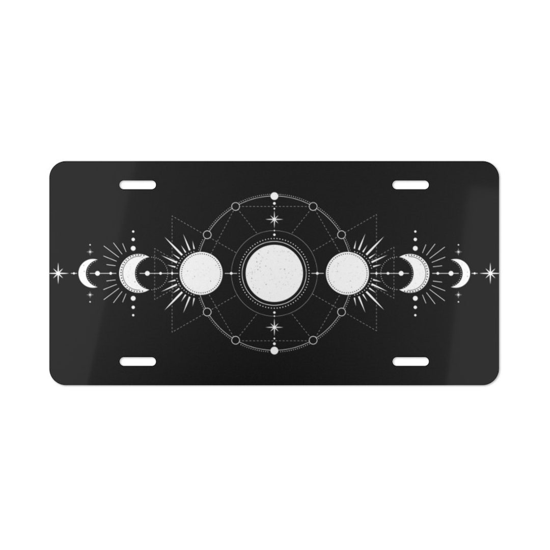 Moon Phases License Tag, Custom Full Moon Art Vanity Car Tag, Gift for ...