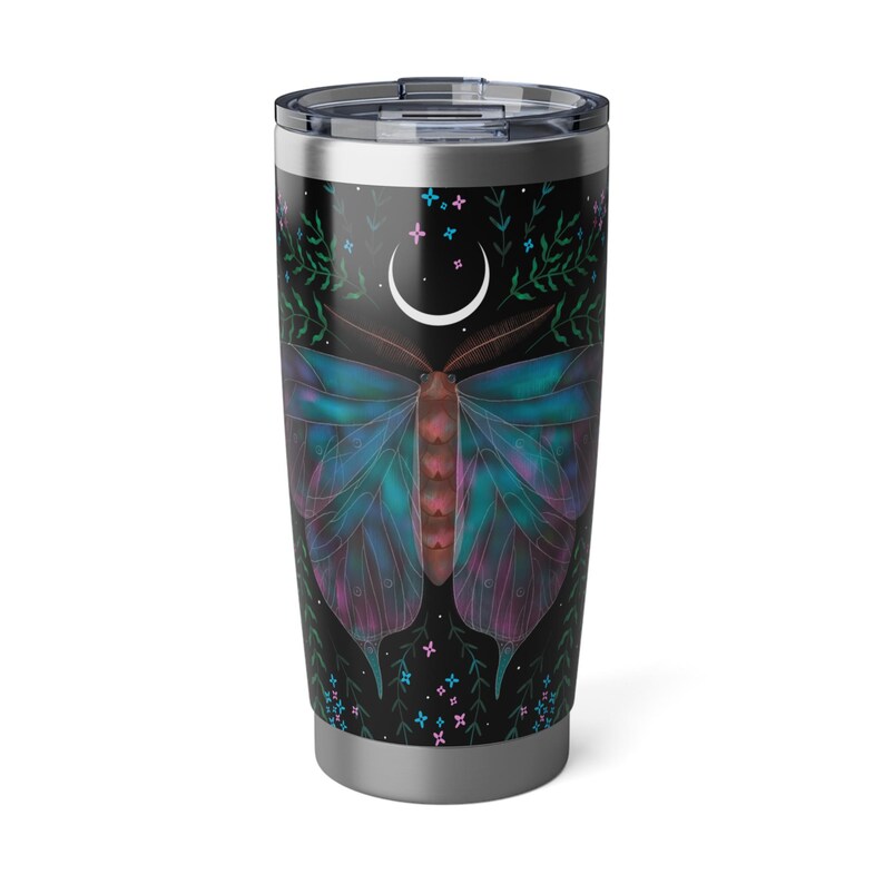 Mystical Luna Moth Travel Mug With Lid | Crescent Moon Night Butterfly ...