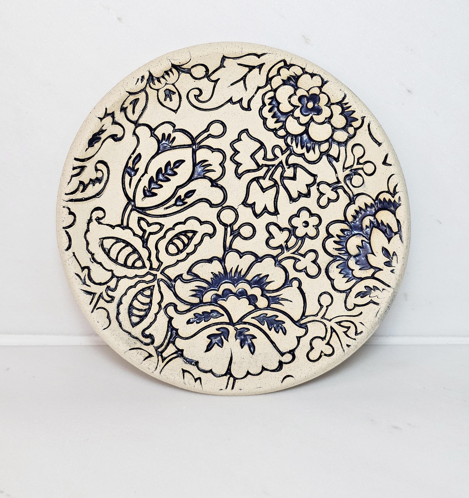 Desert Plate/trinket Dish/small Plate: Dahlia in Navy - Etsy
