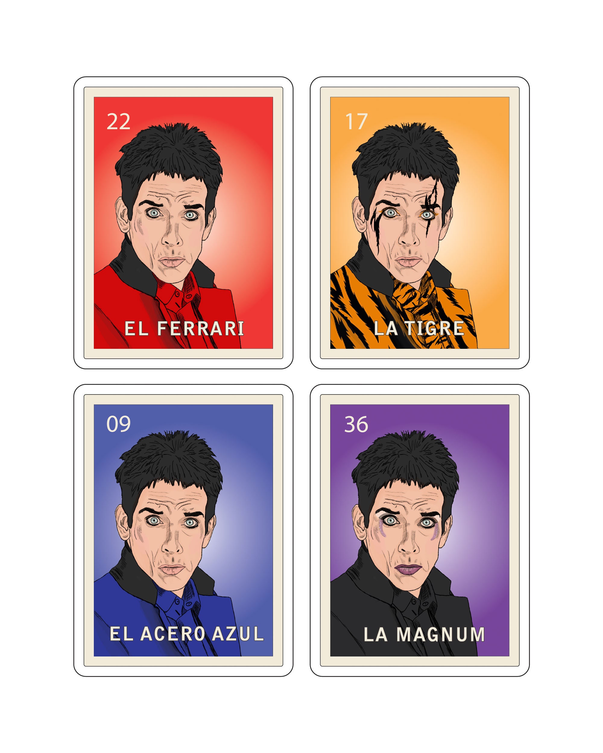 Zoolander Loteria Cards 8x10 prints | Etsy