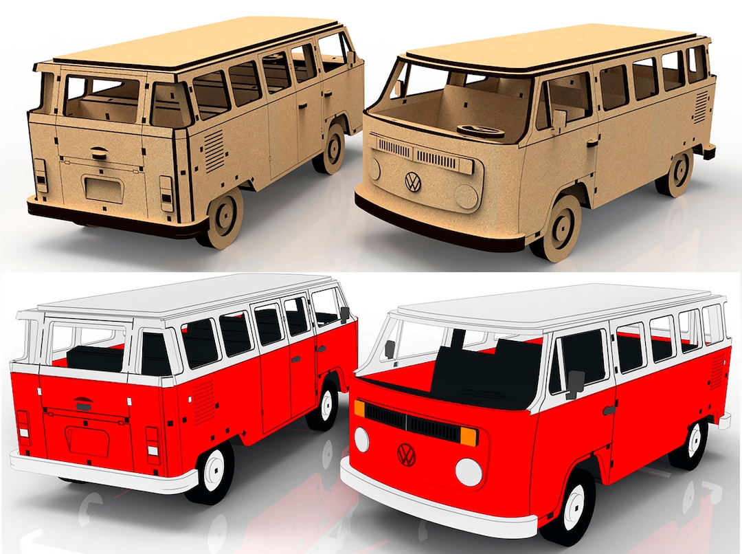 VW Kombi Clipper Vector for Laser CNC, Cutting, Wood, Plans, Dxf - Etsy
