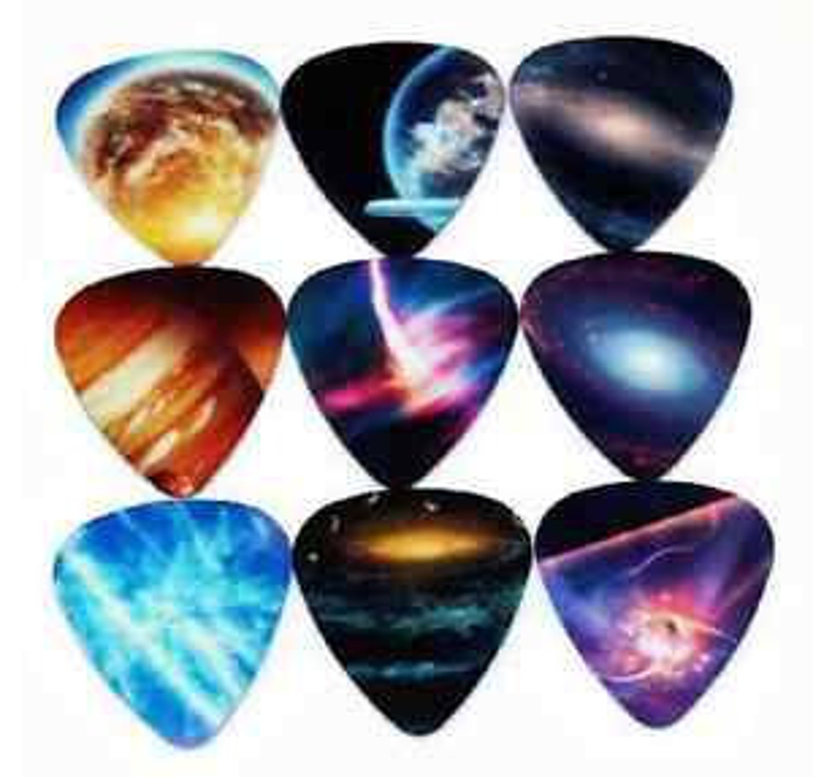 Mulit Thickness Medium, Thin & Thick Galaxy Guitar Picks Pack of 10 ...