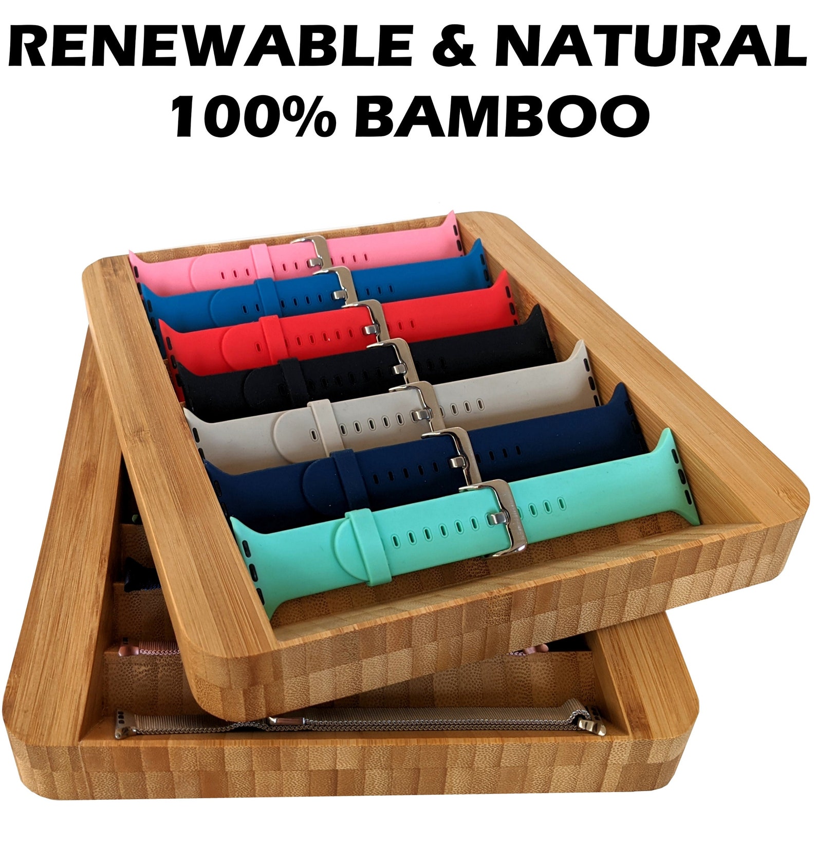 Zero Mass Stackable Luxurious Bamboo Storage Tray for Apple Watch Bands ...