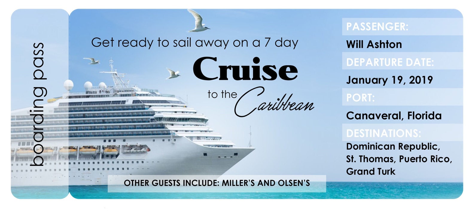 Personalized Printable Cruise Boarding Passes Personalized - Etsy