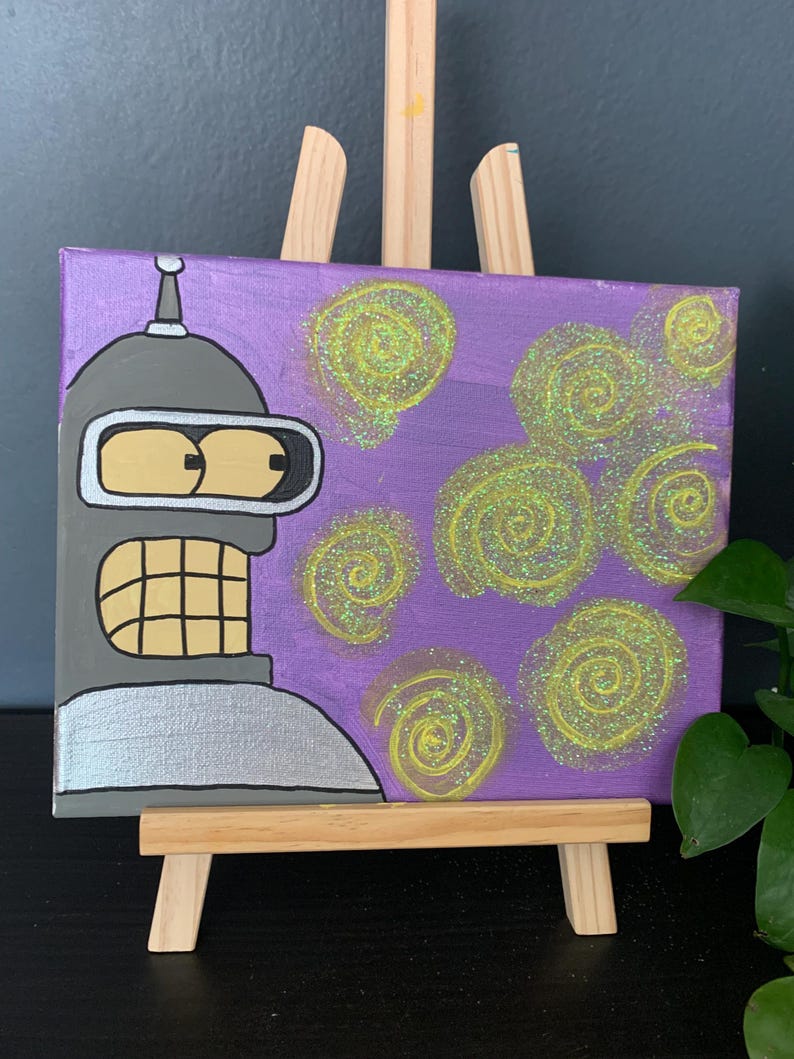 Cartoon Paintings, Cartoon Art, Wall Decor, Futurama, Bender - Etsy
