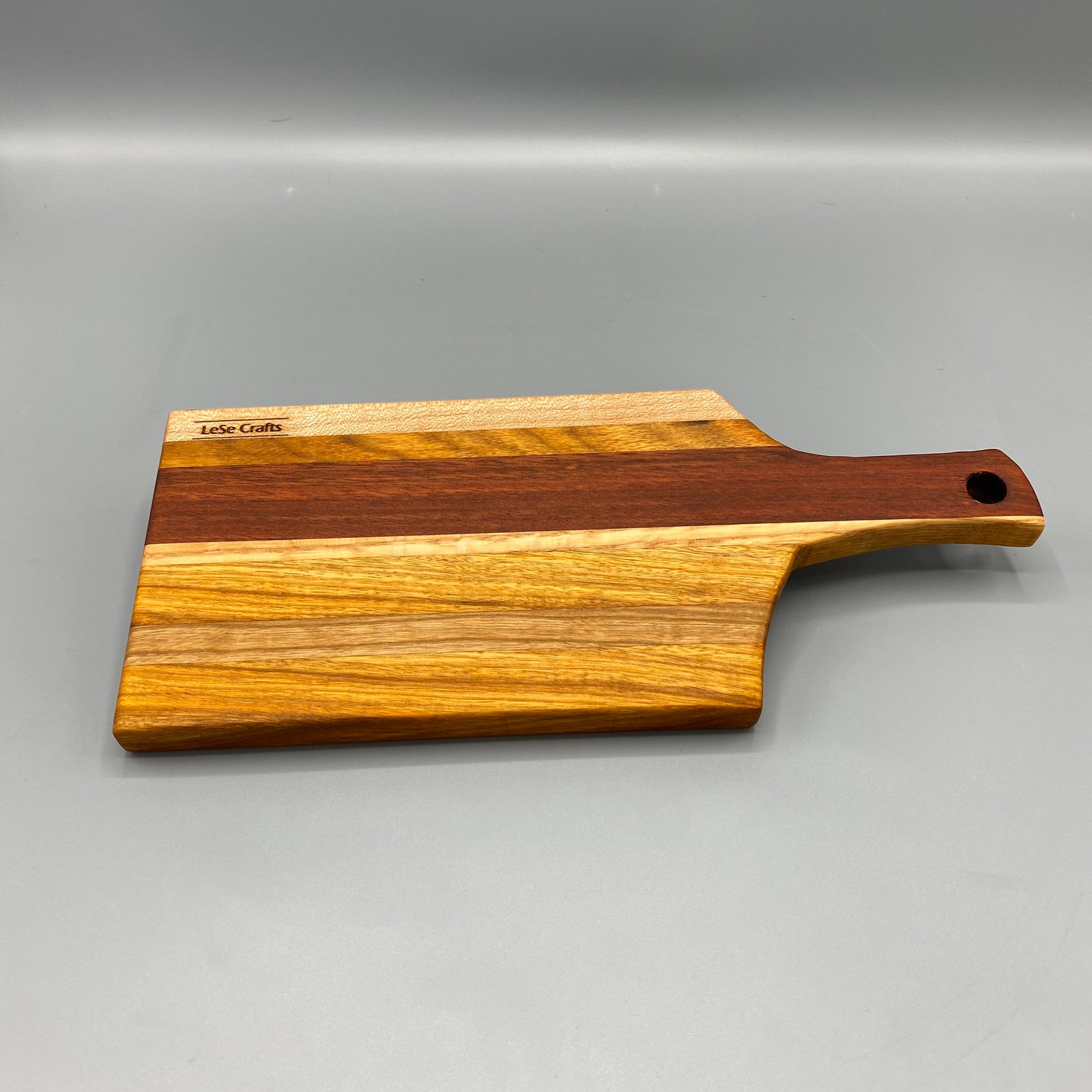 Wooden Cheese Board With Handle Made From Exotic Wood Species, Colorful ...
