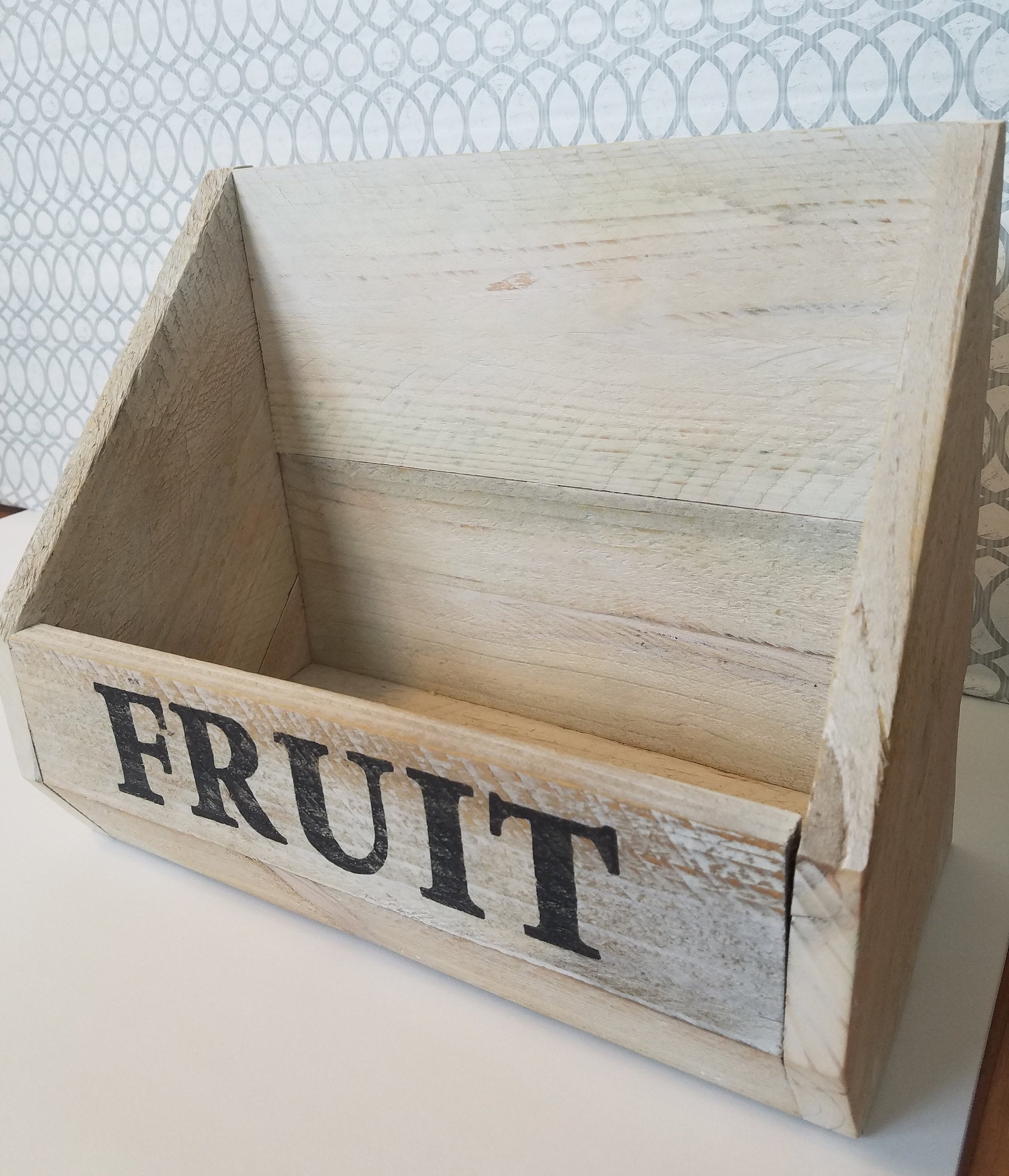 Distressed White Wood Fruit Bin - Etsy
