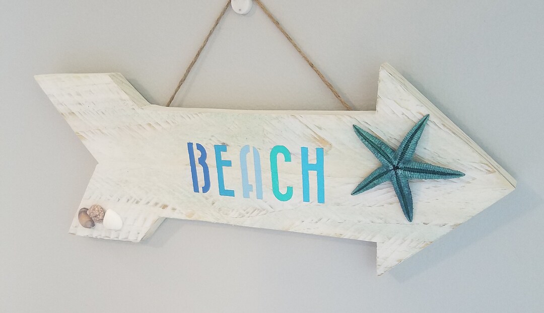 Distressed Beach Arrow Sign - Etsy