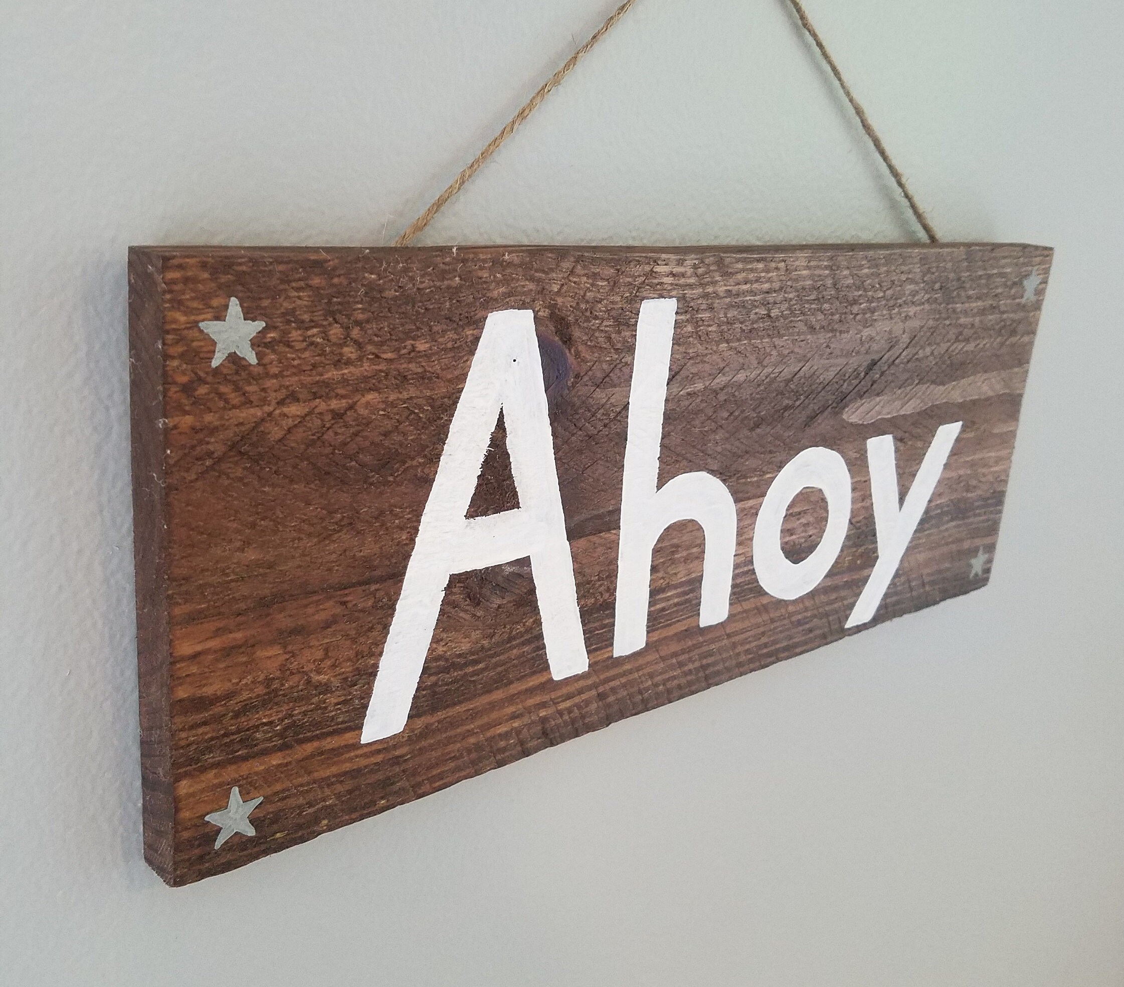 Signs Home & Living AHOY Refurbished Wooden Sign Wall Décor etna.com.pe