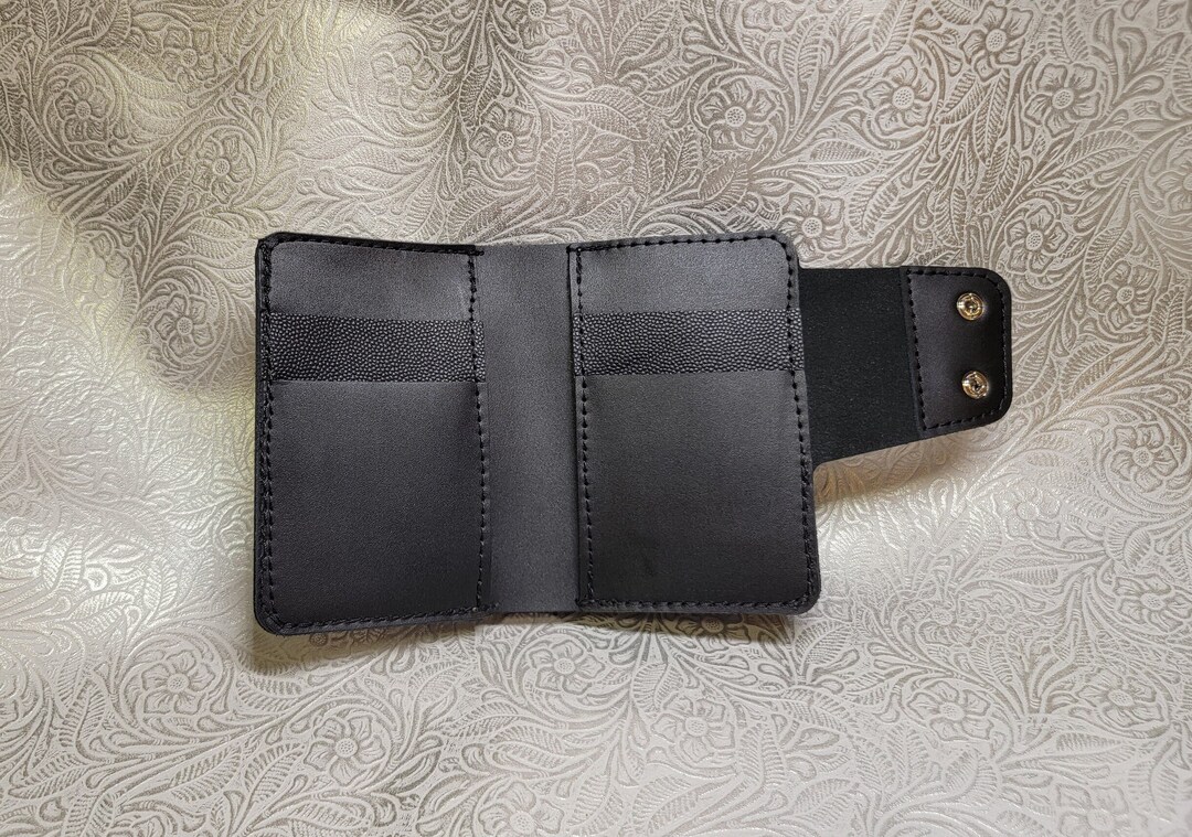 Bifold Button Bill Fold Wallet, Black Smooth - Etsy