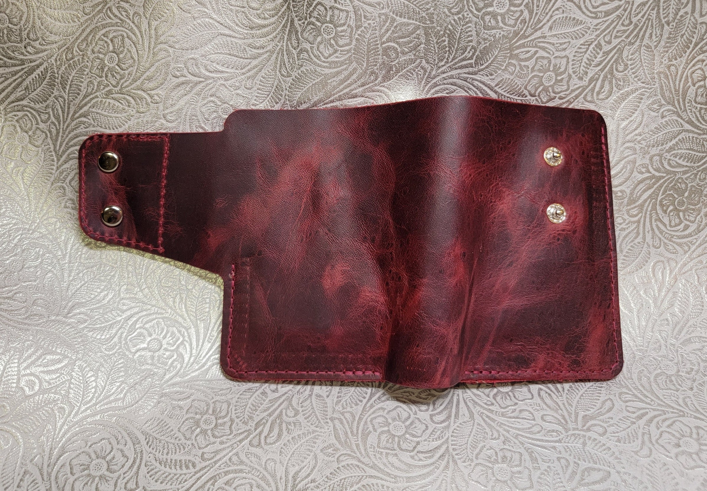 Bifold Button Bill Fold Wallet, Volcano Red - Etsy