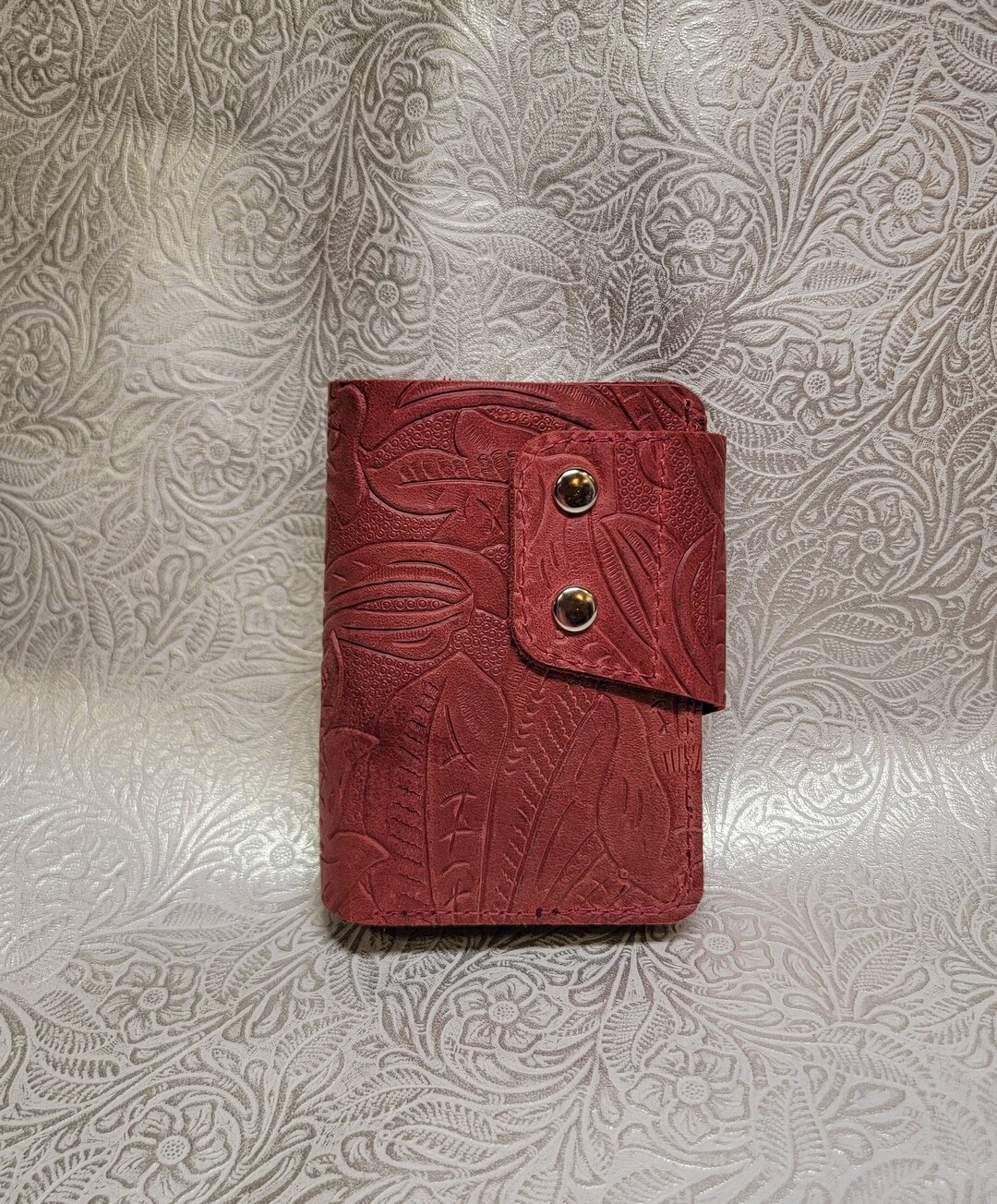 Bifold Button Bill Fold Wallet, Red and Brown, Western - Etsy