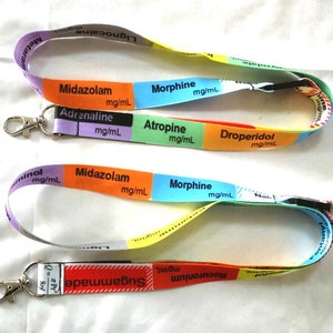 5 Pack Anaesthetic Lanyards Medical Drug Labels Critical Care - Etsy ...